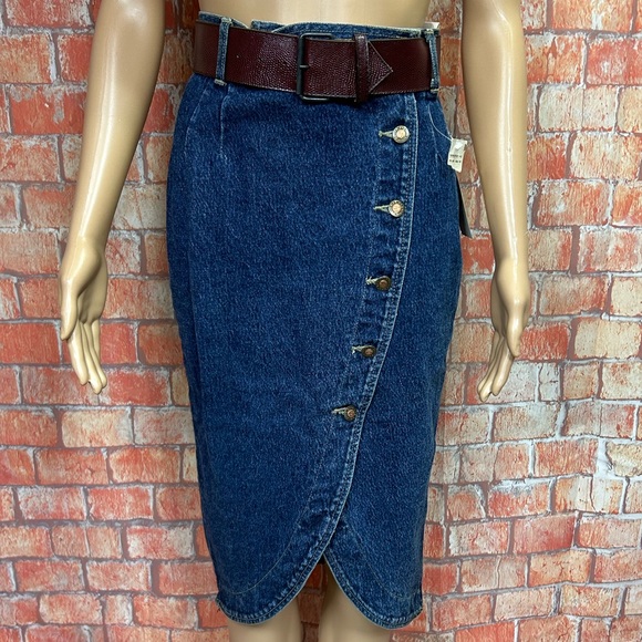 Squeeze | Skirts | Squeeze Vintage 8s Deadstock Tulip Hem Button Front Denim Skirt | Poshmark